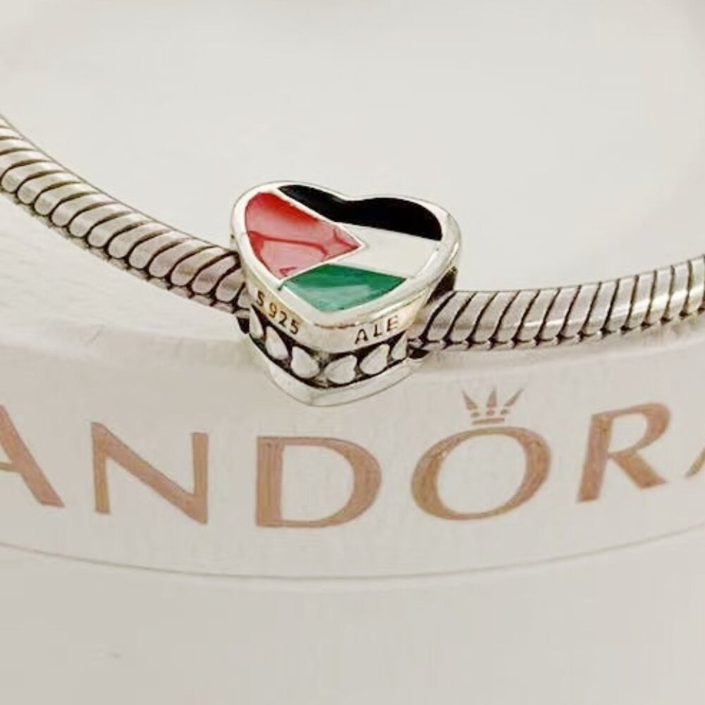 Pandora Palestine Flag Exclusive Heart Charm Bead - Gem